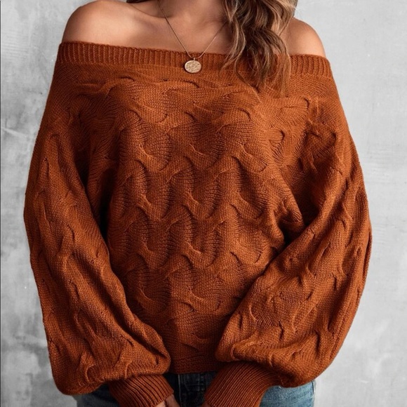 Sweaters | Boho Off Shoulder Cable Knit Sweater | Poshmark